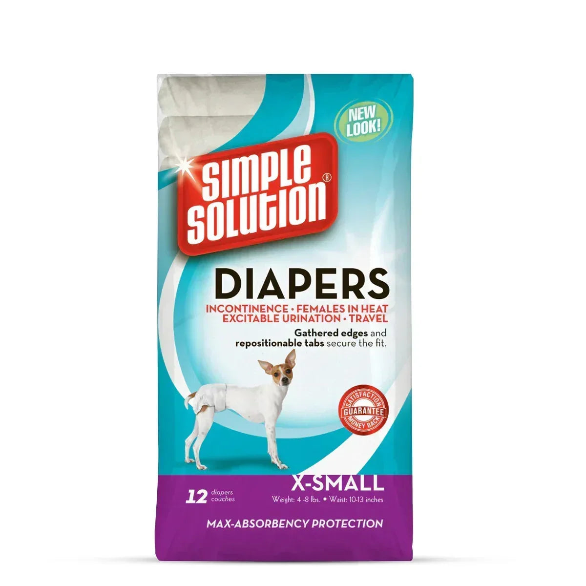 Simple Solution Disposable Diapers for Dogs - XS - 23-36cm - 12 Diapers ...
