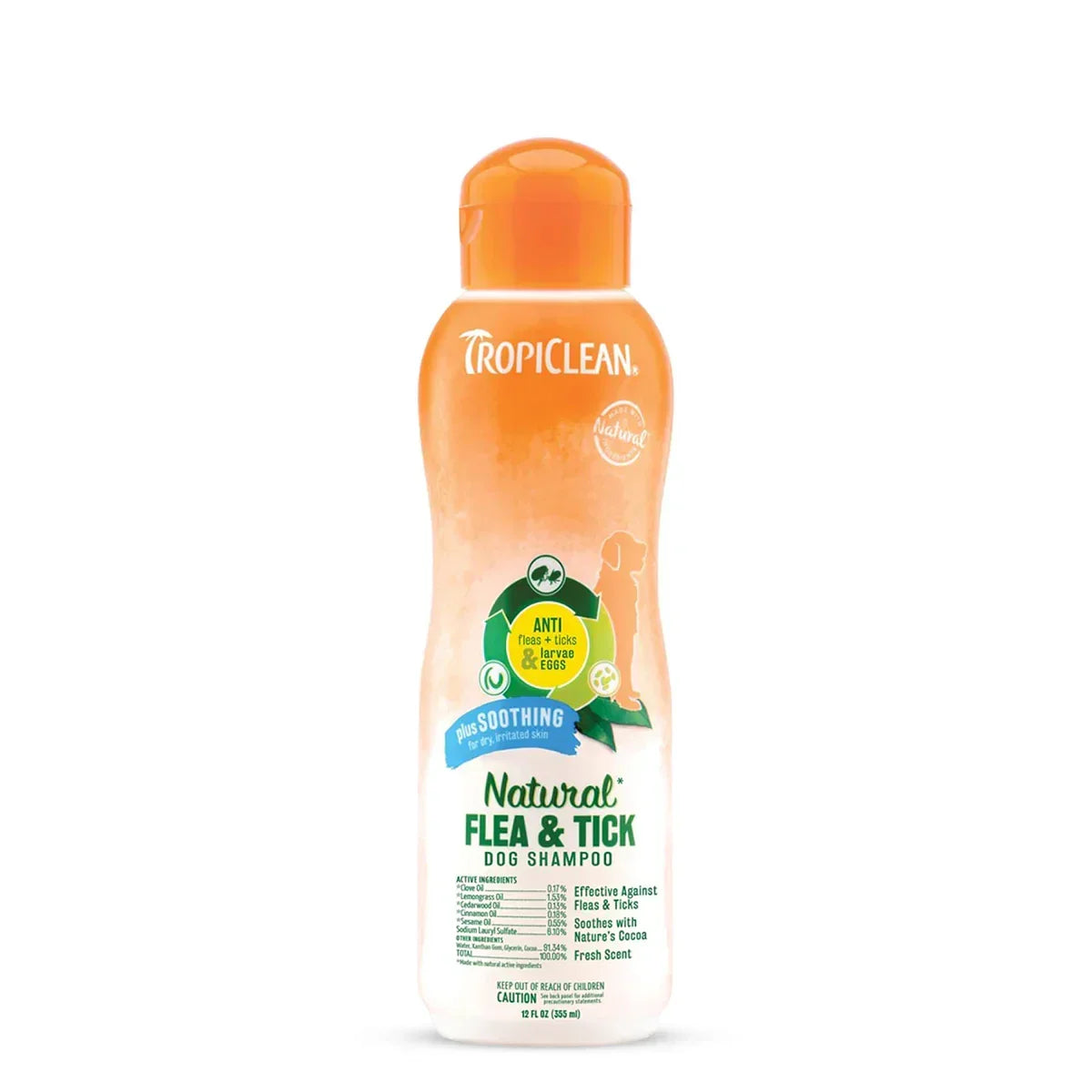 Tropiclean Natural Flea & Tick Plus Soothing Dog Shampoo - 355ml | Zigly